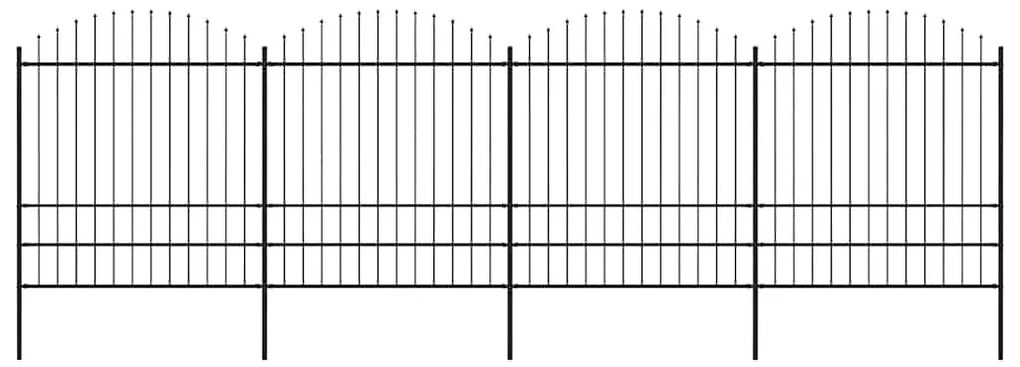Zahradní plot s kopím nahoře ocelový 671 x 200 cm černý 277751