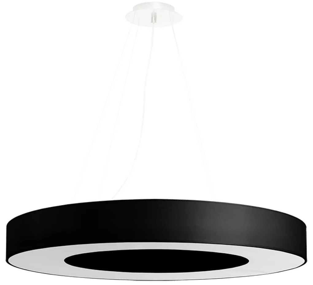 Závěsné svítidlo Saturno Slim, 1x černé textilní stínítko, (bílý plast), (fi 70 cm)