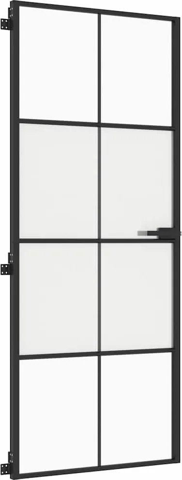 Interiérové dveře úzké černé 83x201,5 cm tvrzené sklo a hliník 155126