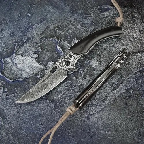 KnifeBoss damaškový zavírací nůž Ebony VG-10