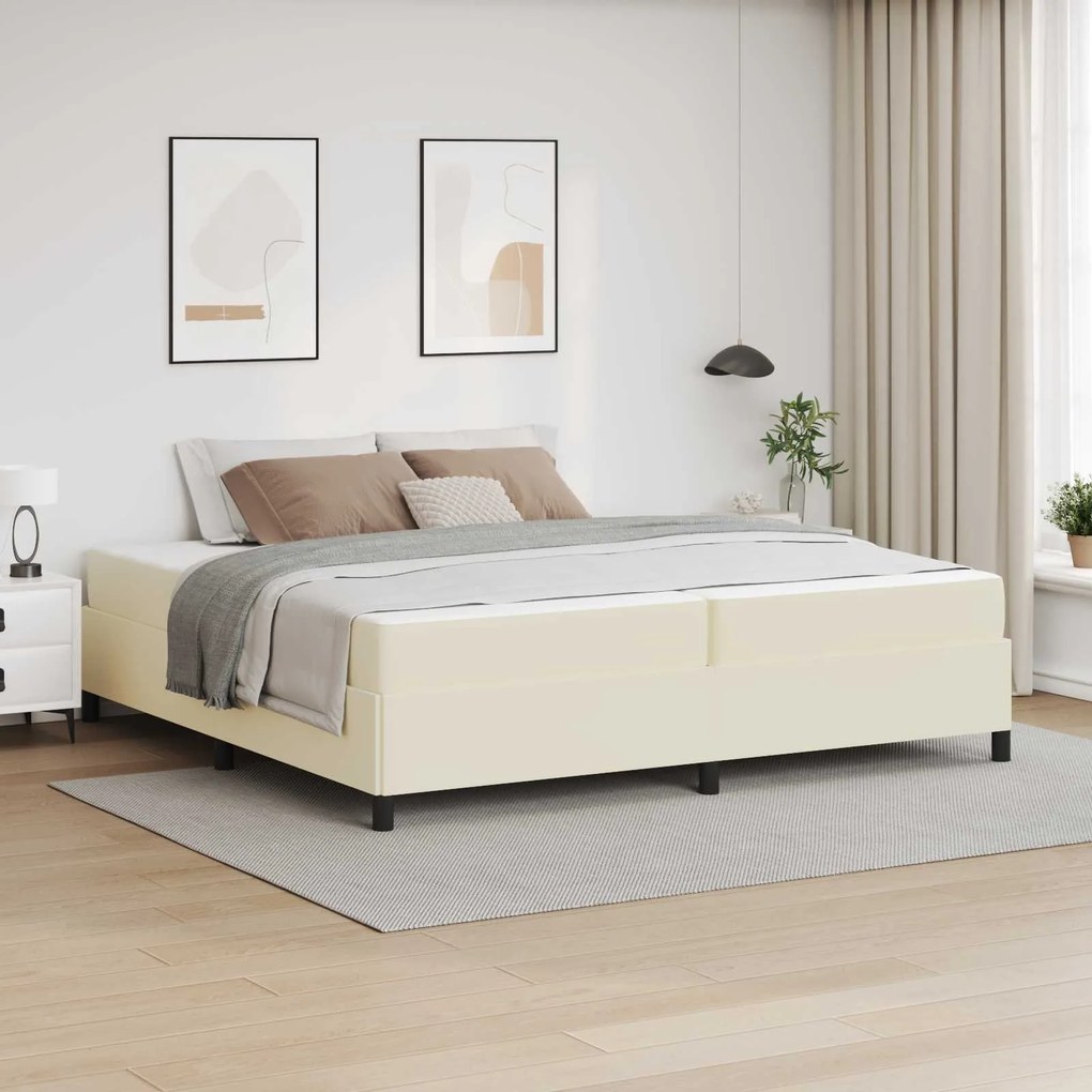 Rám postele s matrací Krémová 200 x 200 cm textil 3399021