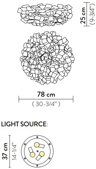 Slamp Clizia Opal Large, bílé stropní designové svítidlo, 3x12W E27, prům. 78cm