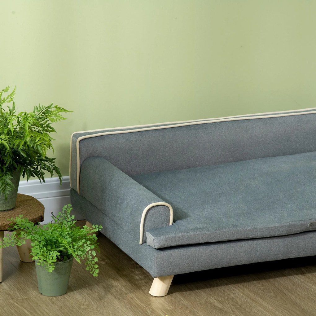 PawHut Pohovka ve skandinávském stylu pro psy a kočky s odnímatelným měkkým polštářem, 100 x 62 x 32 cm, šedá | Aosom