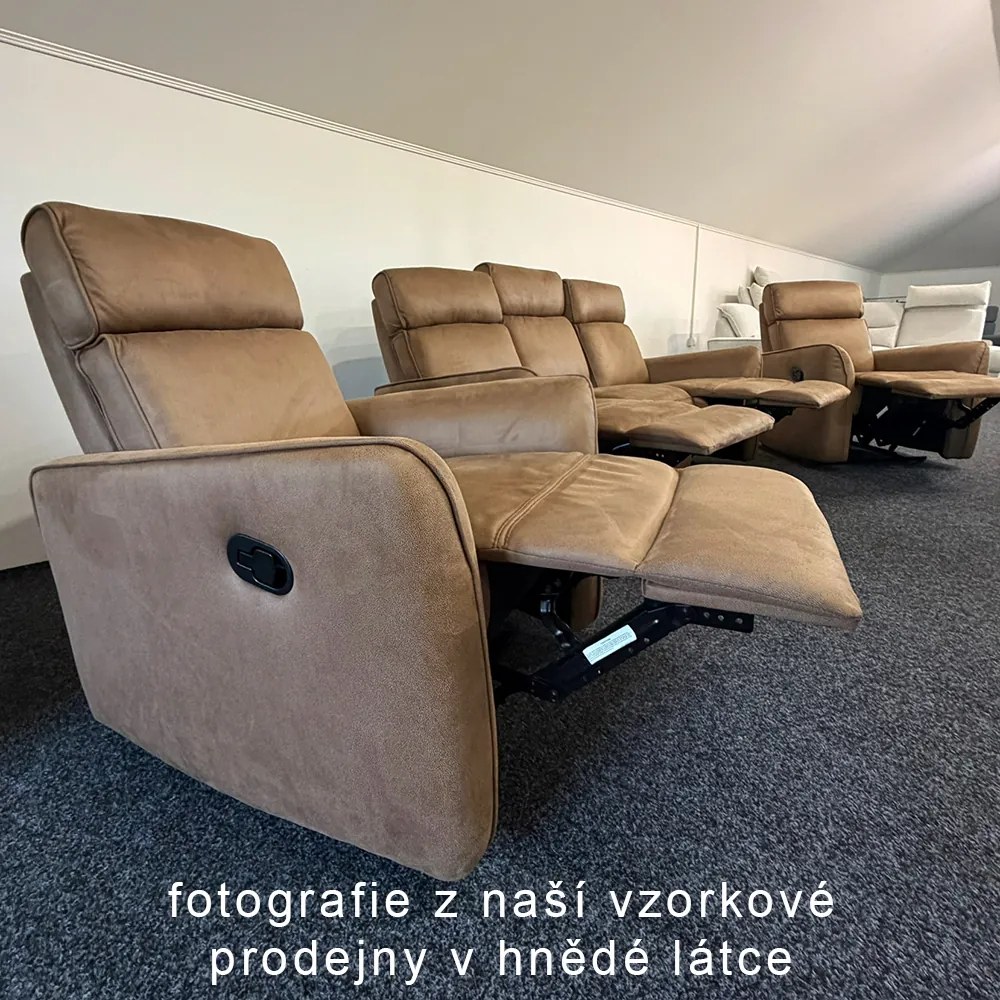 Sedací sestava BRAVEN 3+1+1 s FUNKCÍ RELAX | hnědá látka | EXTRA POHODLNÉ