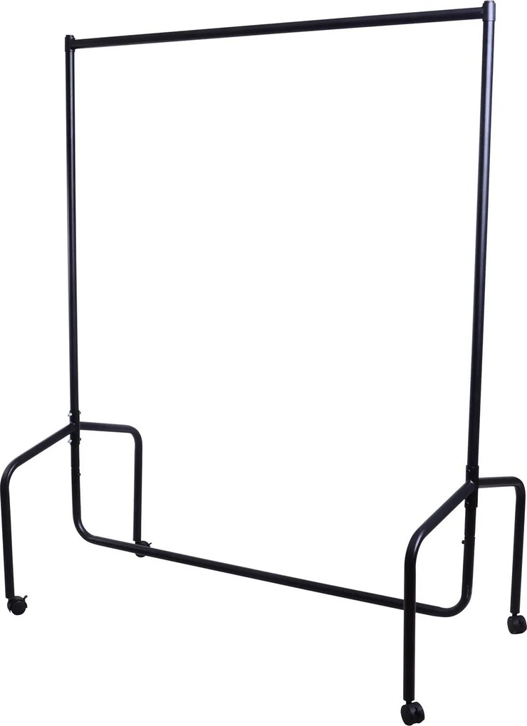 HOMCOM Stojan na oblečení s kolečky, pevný kovový rám, nosnost 140 kg, 180 x 60 x 170 cm, černá ocel