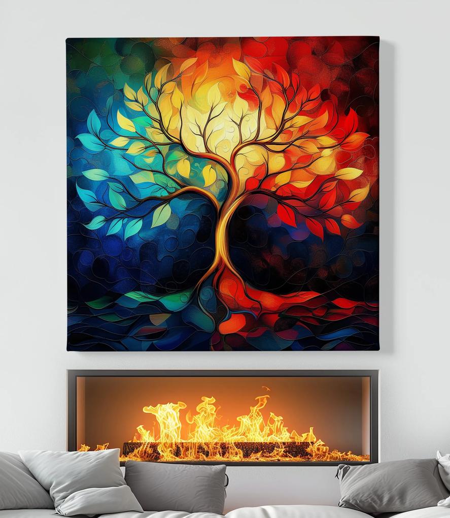 Obraz na plátně - Strom života Oheň v duši FeelHappy.cz Velikost obrazu: 60 x 60 cm