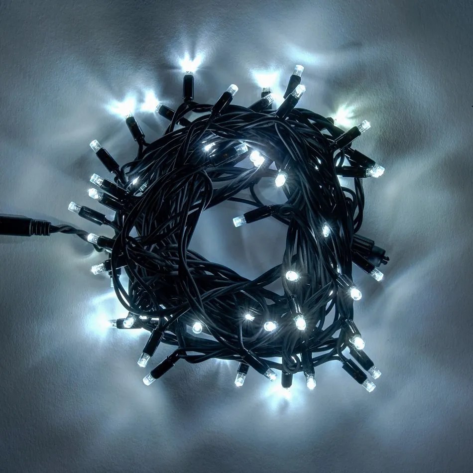 Easy Fix LED světelný řetěz, 100 m, venkovní, ledově bílá s FLASH, 1000 diod, černý kabel, IP67, cívka