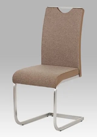 Jídelní židle látka a koženka cappuccino broušený nerez HC-921 CAP2