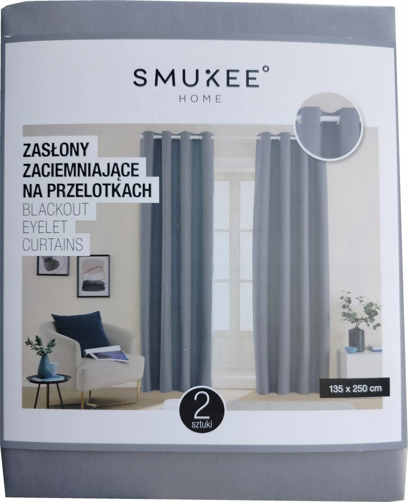 Záclony na průchodkách Smukee 135x250 zatemňující šedé model: 353/2