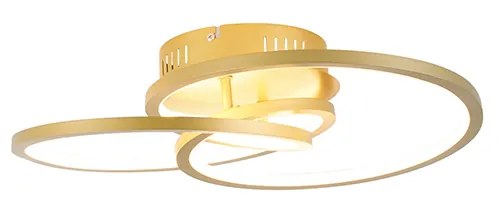 Stropní svítidlo zlaté 45 cm vč. LED 3-stupňový stmívač - Rowin