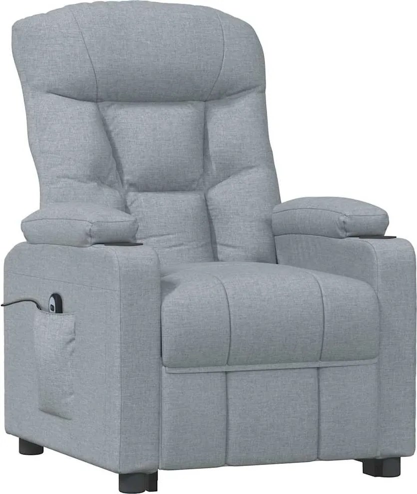 Elektrické polohovací křeslo světle šedé textil 3098815
