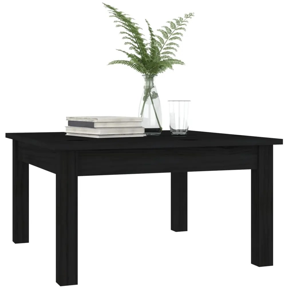 Konferenční stolek černý 55 x 55 x 30 cm masivní borové dřevo - Default Title