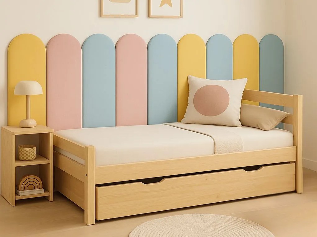 Zaoblený čalouněný panel za zeď VELVET Zvolte barvu: Krémová, Zvolte rozměr: 30x90 cm, Uchycení na zeď: Bez uchycení (možnost použití lepidla)
