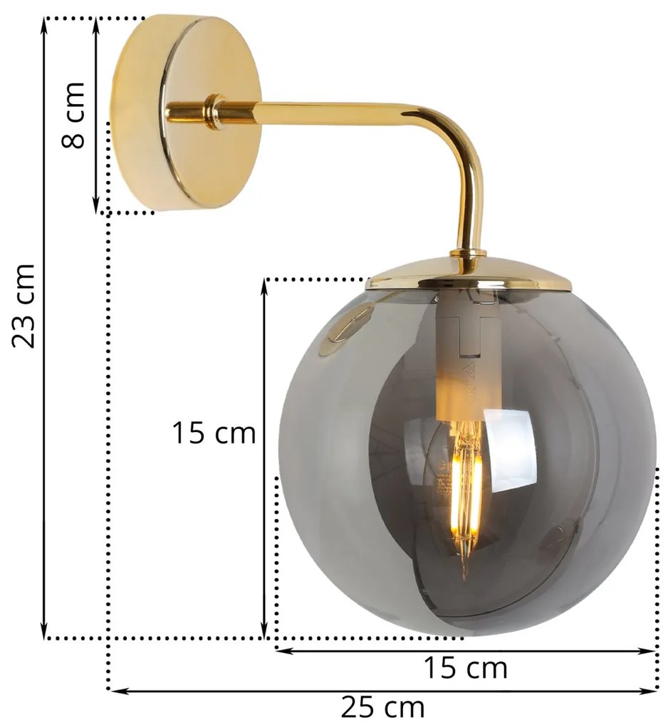 Nástěnné svítidlo Paris 2, 1x grafitové skleněné stínítko, G
