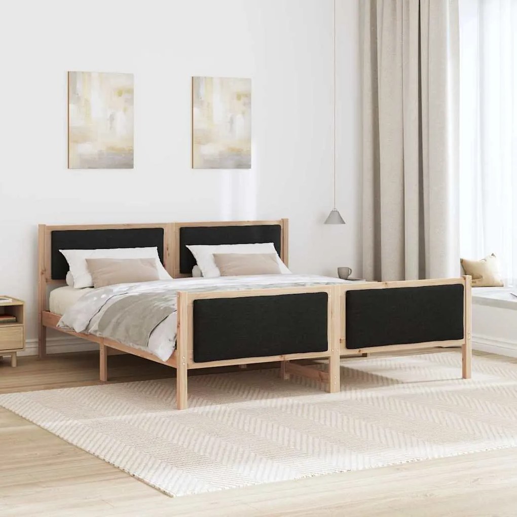 Rám postele s čelo Černá 200 x 200 cm textil 3394245