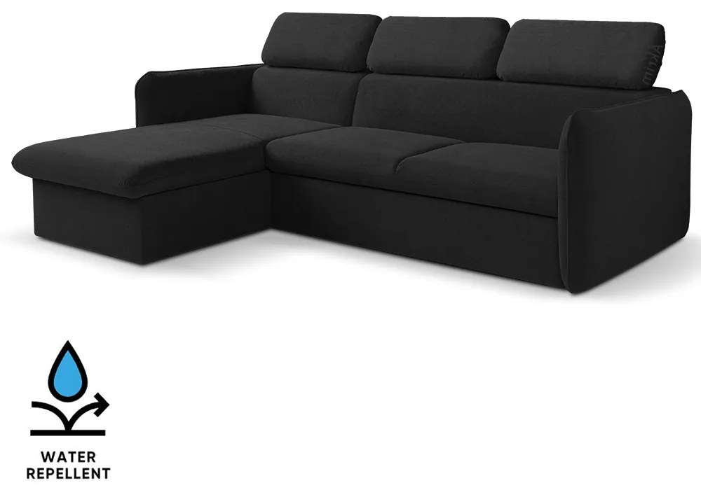 Malá sedací souprava SLIM | 179x235 cm | LEVÁ | 99 černá | rozkládací + úložný prostor