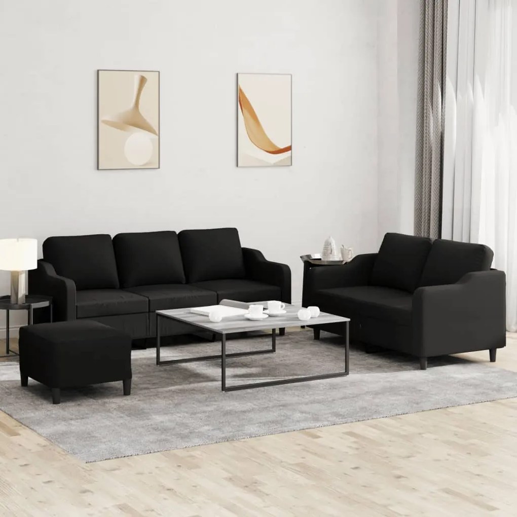 3dílná sedací souprava s poduškami černá textil 3201846