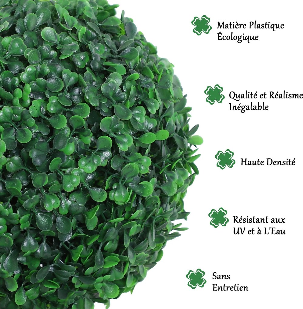 Outsunny Umělý buxus s 3 koulemi Ø 30 x 112H cm Zelený