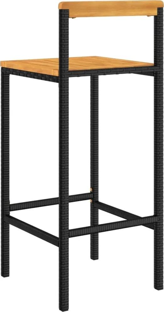 vidaXL Barové stoličky 2 ks polyratan a masivní akáciové dřevo [362606] Barva: Černá