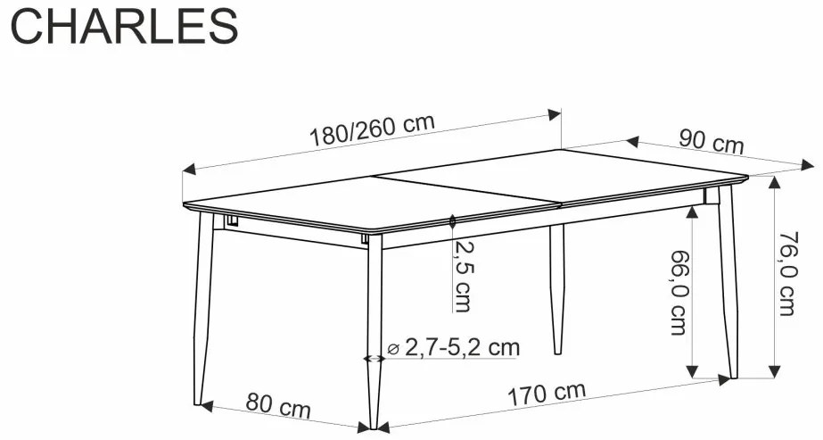 Rozkládací jídelní stůl CHARLES Halmar