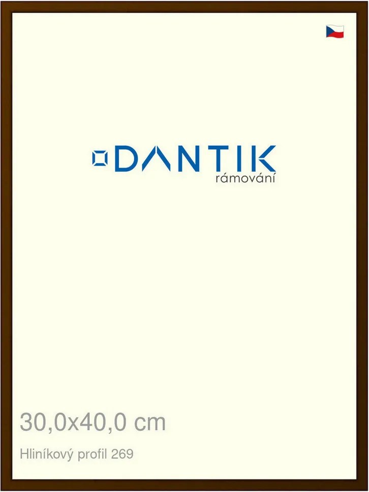 DANTIK rámeček 30x40 | ALU profil 7269 Hnědá umbra broušená (Plexi Čiré)