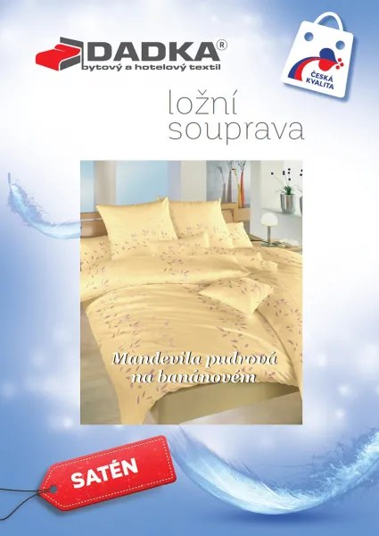 Dadka Povlečení satén Mandevila pudrová na banánovém  240x200, 2x70x90 cm