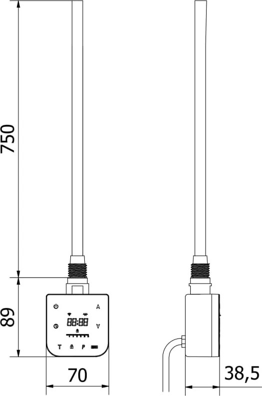 Mexen FA-F elektrická topná tyč s Wi-fi, 900 W, černá - W953-0900-70