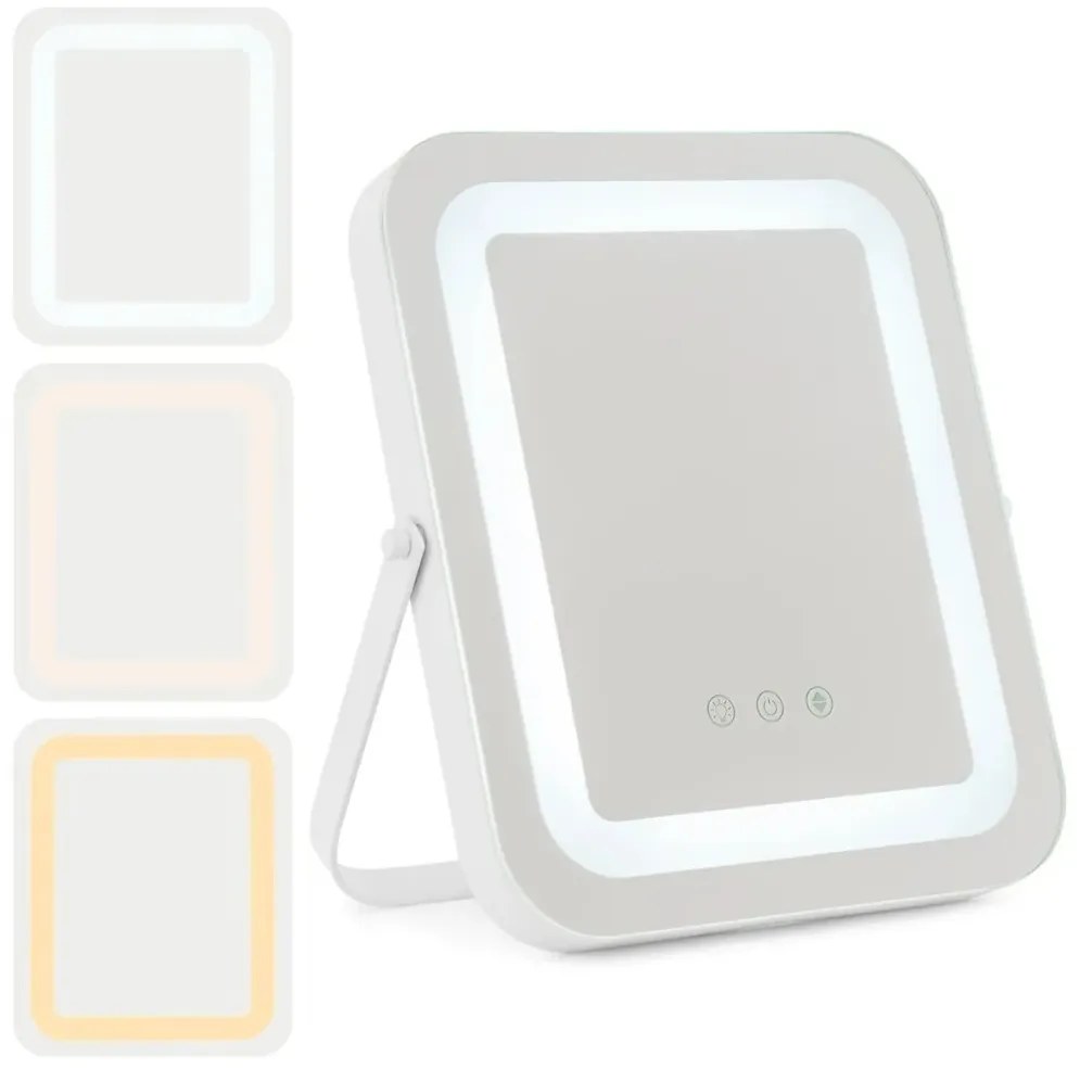 Kosmetické zrcátko s LED osvětlením, stmívatelné, 25 x 30 cm HU10614DE-WH