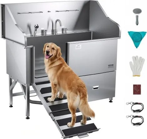 Mycí stanice pro psy 304 z nerezové oceli VEVOR – 1550 × 790 × 1470 mm