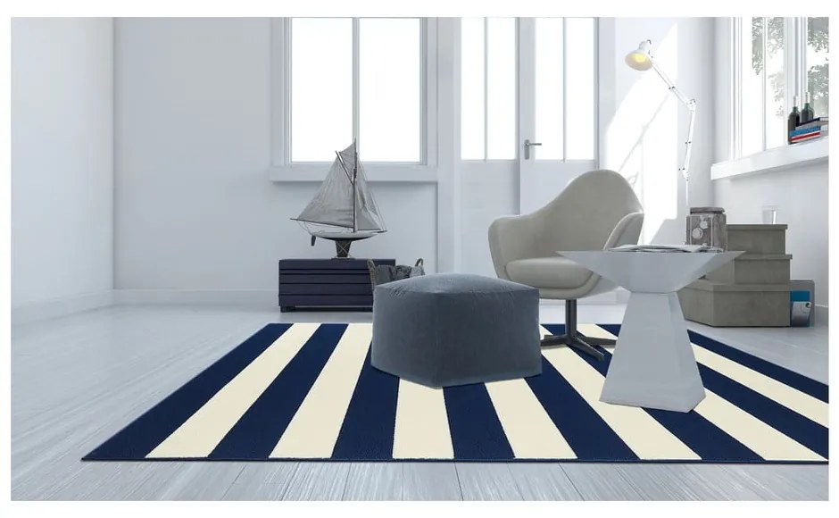 Modrý vysoce odolný koberec vhodný do exteriéru Webtappeti Stripes, 160 x 230 cm