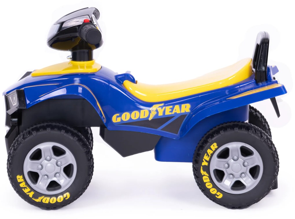 Čtyřkolka Goodyear, interaktivní volant, zvuky, MODRÁ