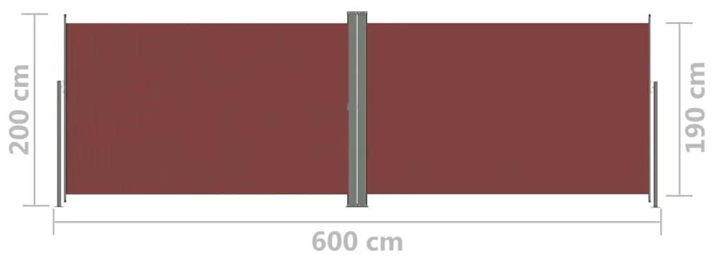 Zatahovací boční markýza hnědá 200 x 600 cm,  318009