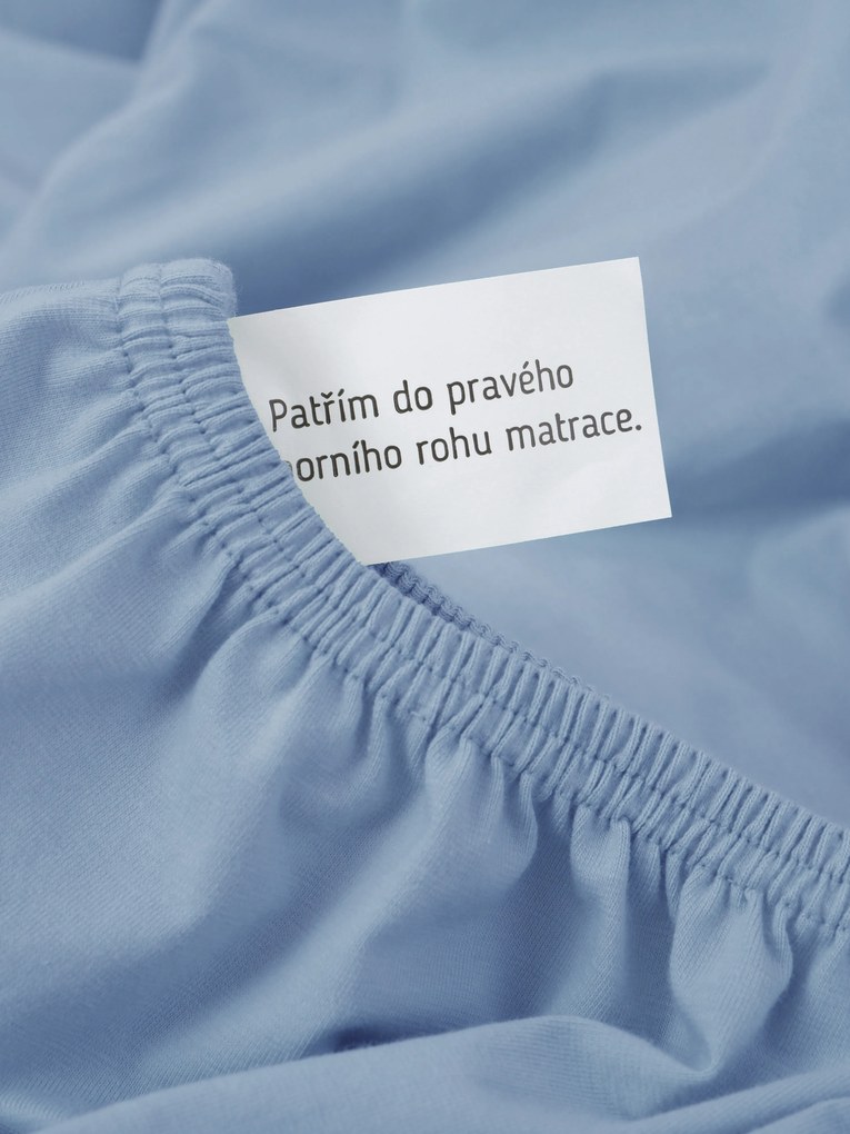 MK Lůžkoviny Jersey prostěradlo s elastanem Deluxe 200 × 200 cm – světle modrá