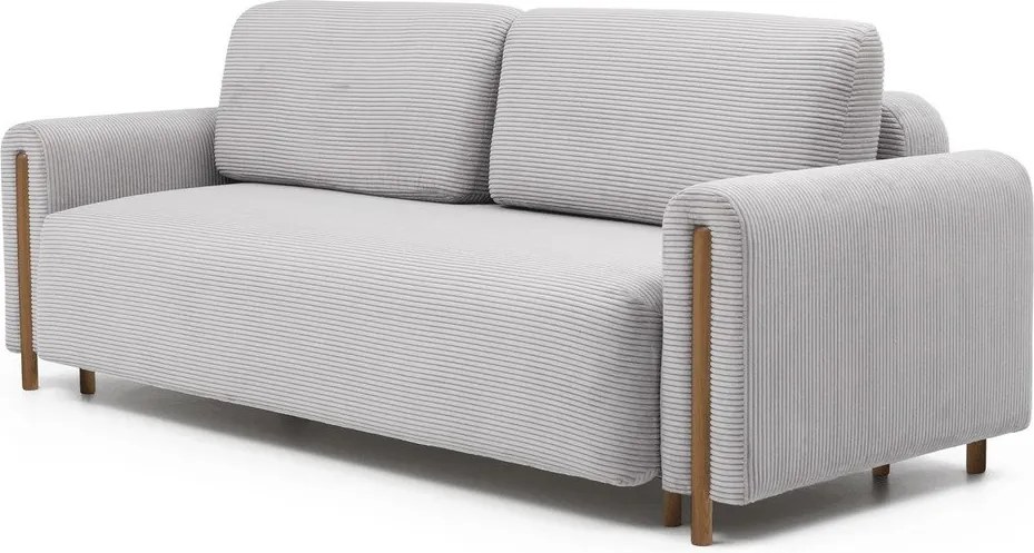 Světle šedá manšestrová rozkládací/s úložným prostorem pohovka 244 cm Arcadova – ELTAP