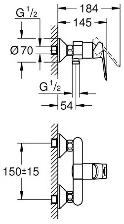 Grohe BauLoop Sprchová nástěnná baterie, chrom 23634000