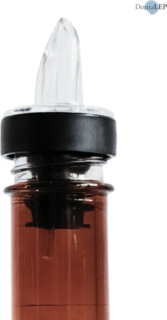 Skleněná láhev na olej 500 ml hnědá s čirou nálevkou VILO