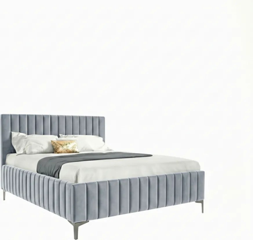 Eka Čalouněná postel INTIMA+ 140x200 cm Barva látky Trinity: Šedá (Trinity 2314), Úložný prostor: S dřevěným rámem úložného prostoru, Barva nožek postele: Černá