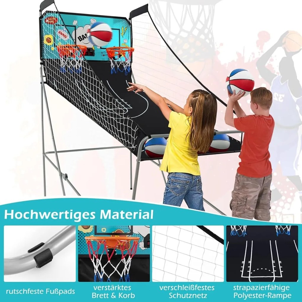 Costway 8 v 1 Basketbalový stroj Skládací elektrický basketbalový