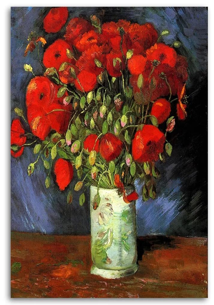 Obraz na plátně Váza s červenými vlčími máky Van Gogh - 40x60 cm