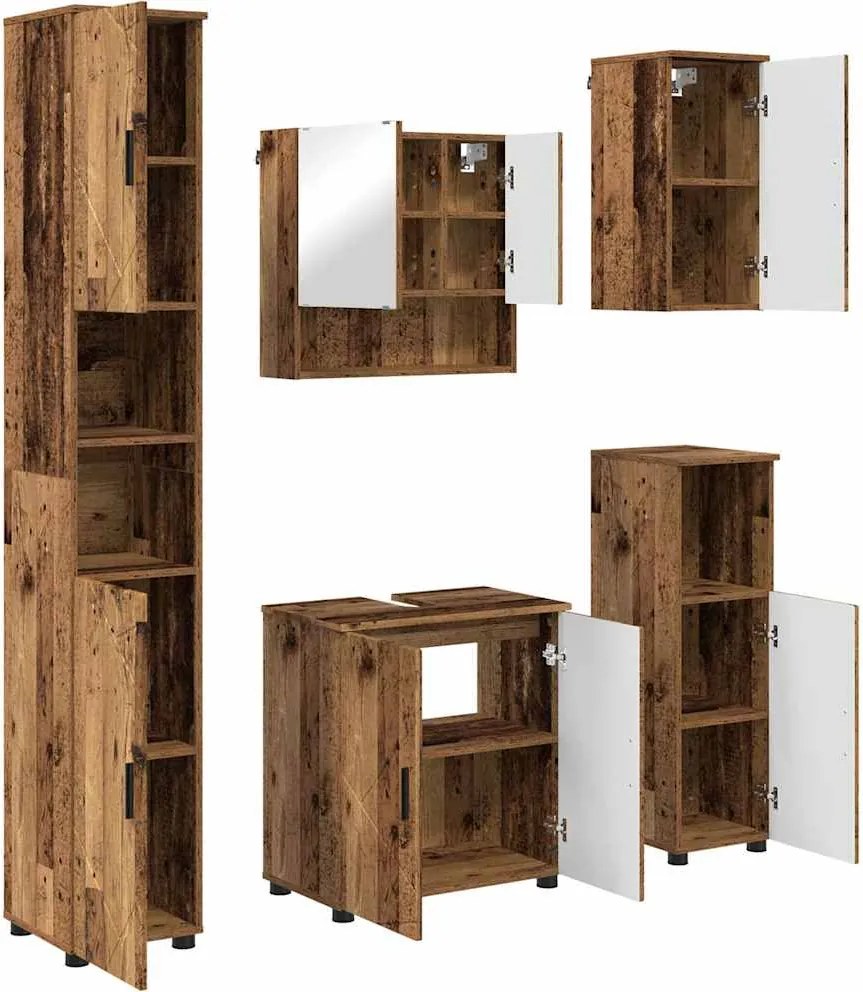 Sada koupelnového nábytku 5 ks Staré dřevo 61 x 35 x 64 cm 3392991