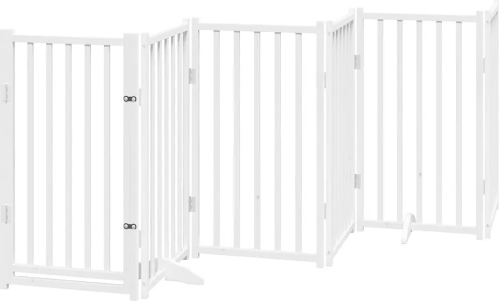 Zábrana pro psy s dvířky skládací 15 panelů bílá 750 cm topol 3155708