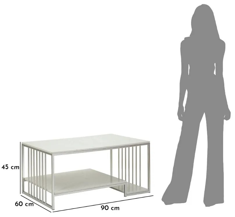 Designový konferenční stolek Gabouray 90 cm bílý / stříbrný