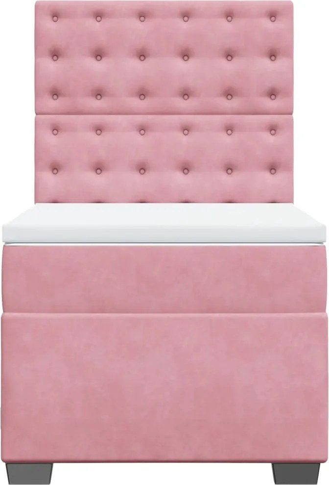 Box spring postel s matrací růžová 80 x 200 cm samet 3290779