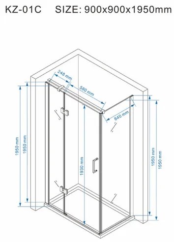 BPS-koupelny Čtvercový sprchový kout HYD-SK01C 90x90 chrom/transparent + vanička HYD-SSV-RIKO černá