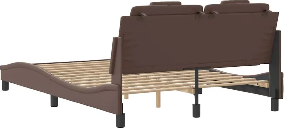 Rám postele Viana bez matrace hnědý 140x190 cm umělá kůže 3208091