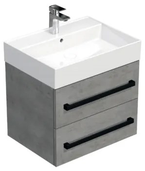 Koupelnová skříňka s černou úchytkou a umyvadlem SAT Cube Way 60x53x46 cm beton mat CUBE46C603BESAT