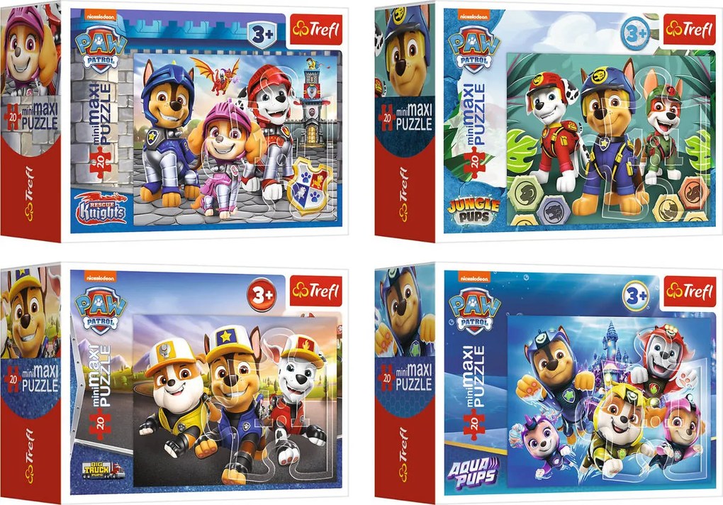 TREFL PUZZLE MiniMaxi Tlapková patrola: Psí hrdinové 22x16cm 20 dílků 4 druhy tr56038
