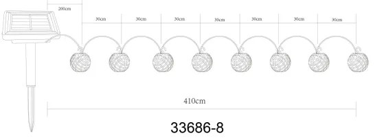 Globo 33686-8 - LED Solární dekorační řetěz 98xLED/0,1W/3V IP44