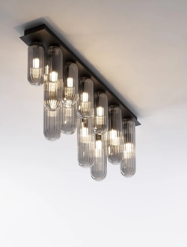 Šedé skleněné stropní svítidlo se skleněným stínidlem 10x72 cm Gustave – Nova Luce