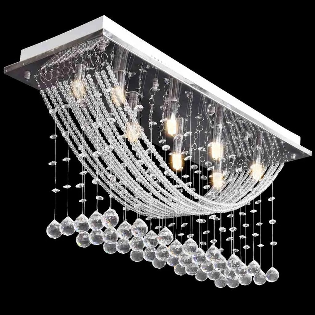 Bílé stropní svítidlo s křišťálovými ověsky, pro 8 žárovek G9, 29 cm 241391